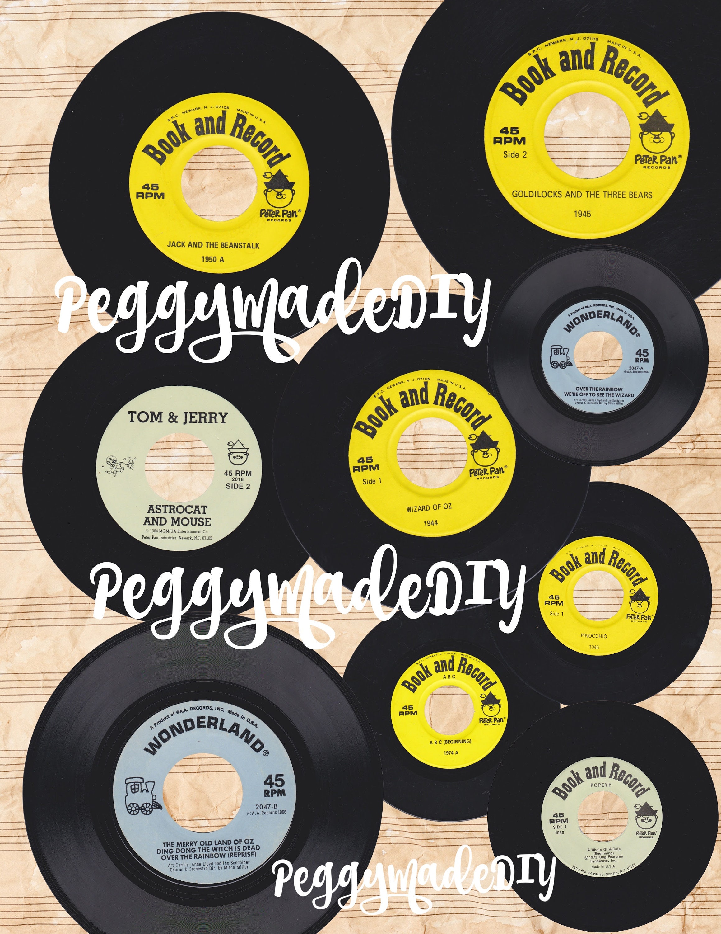 Vintage Children's Records Scans Digital Ephemera - Etsy