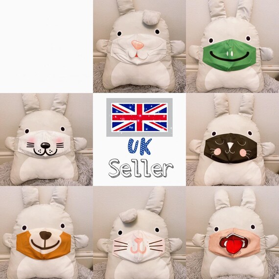 Cute Cartoon Premium Face Mask Coated Polyester/muslin With | Etsy