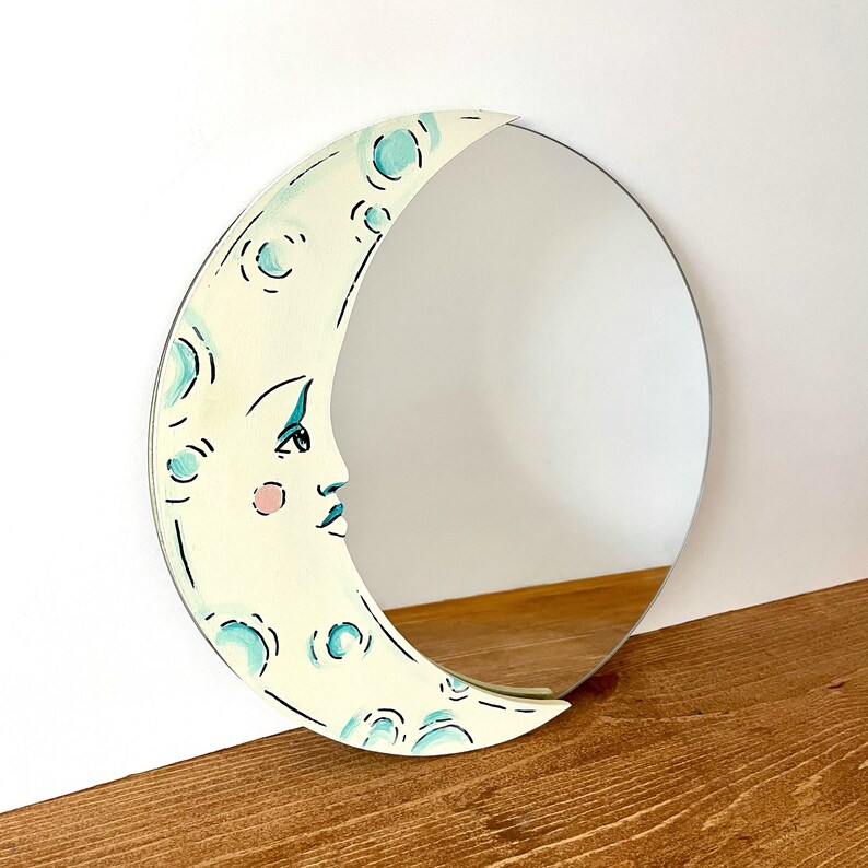 Hand-painted 10 Moon Face Mirror Wall Art Cottage - Etsy