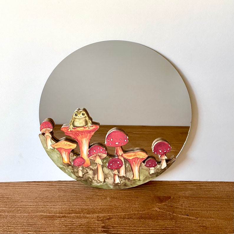 10 Red and Orange Circle Mushroom and Frog Mirror - Etsy