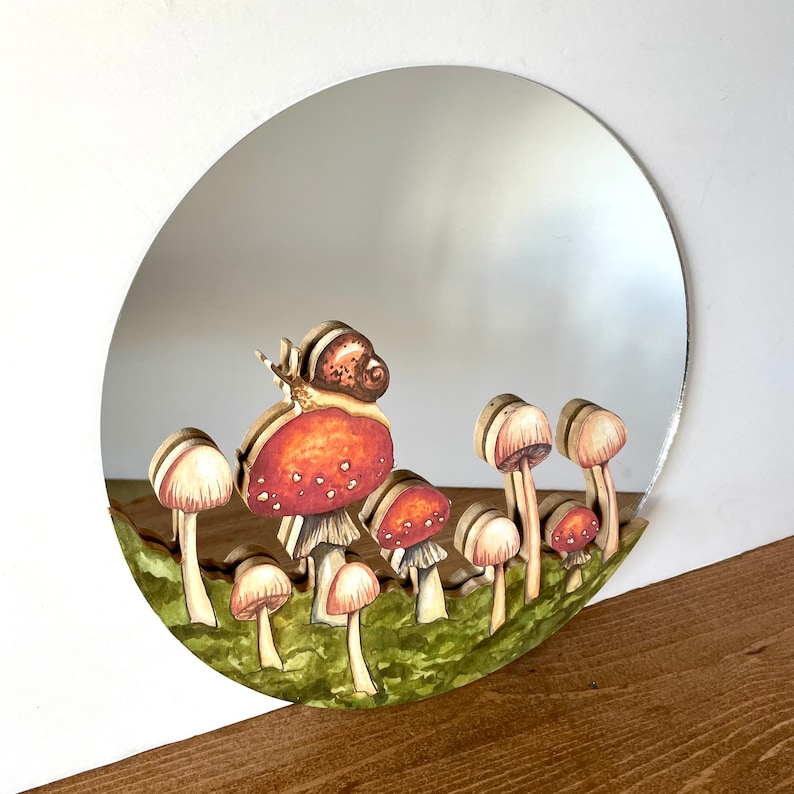 10 Mushroom and Snail Mirror Watercolor Print Wall Art - Etsy