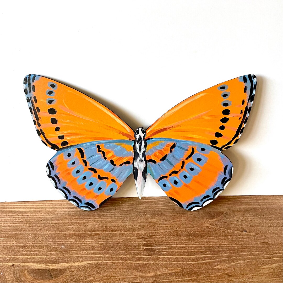 Hand-painted Spotted Tree Nymph Backside Butterfly Wall Art - Etsy