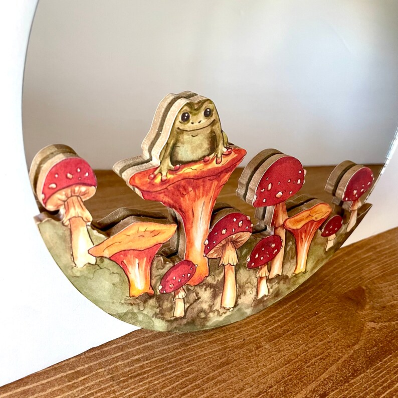 10 Red and Orange Circle Mushroom and Frog Mirror - Etsy