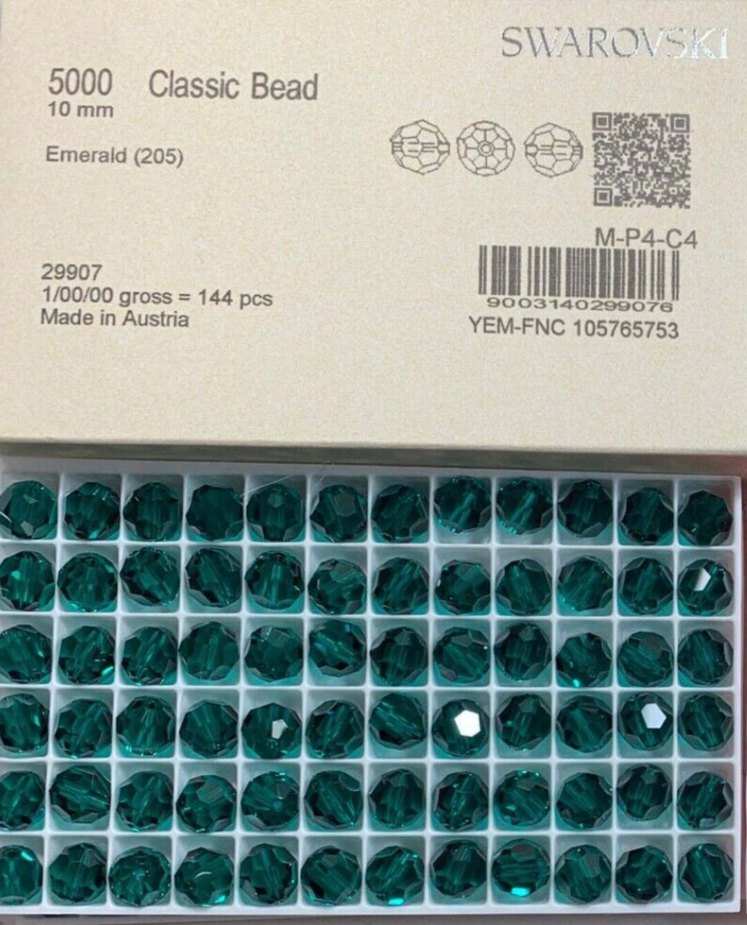 Swarovski, Factory Pack ,10mm, Emerald, Classic ,bead ,factory Pack ...