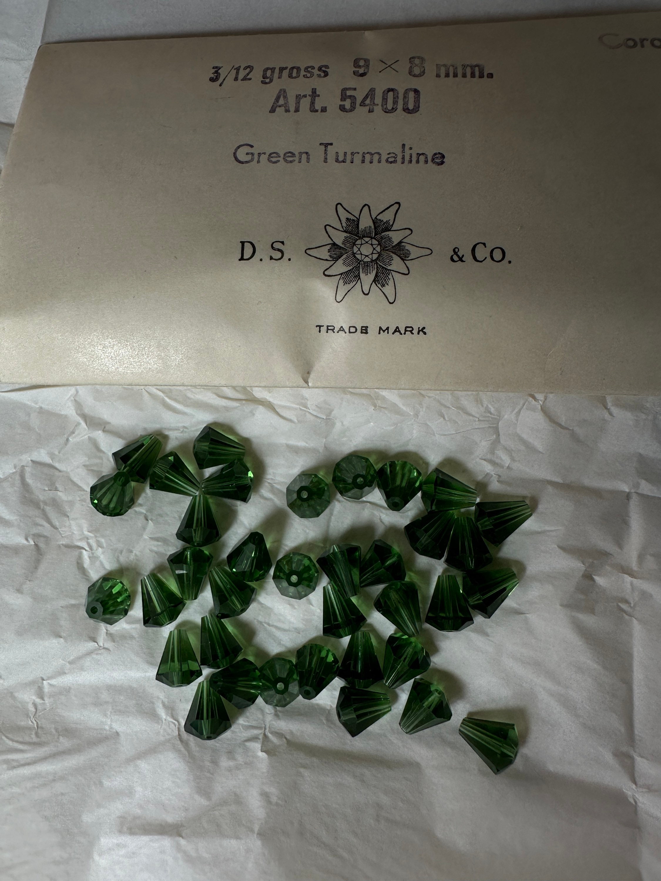 5400 9x8mm Green Turmaline AB cone Beads 36pcs Vintage - Etsy
