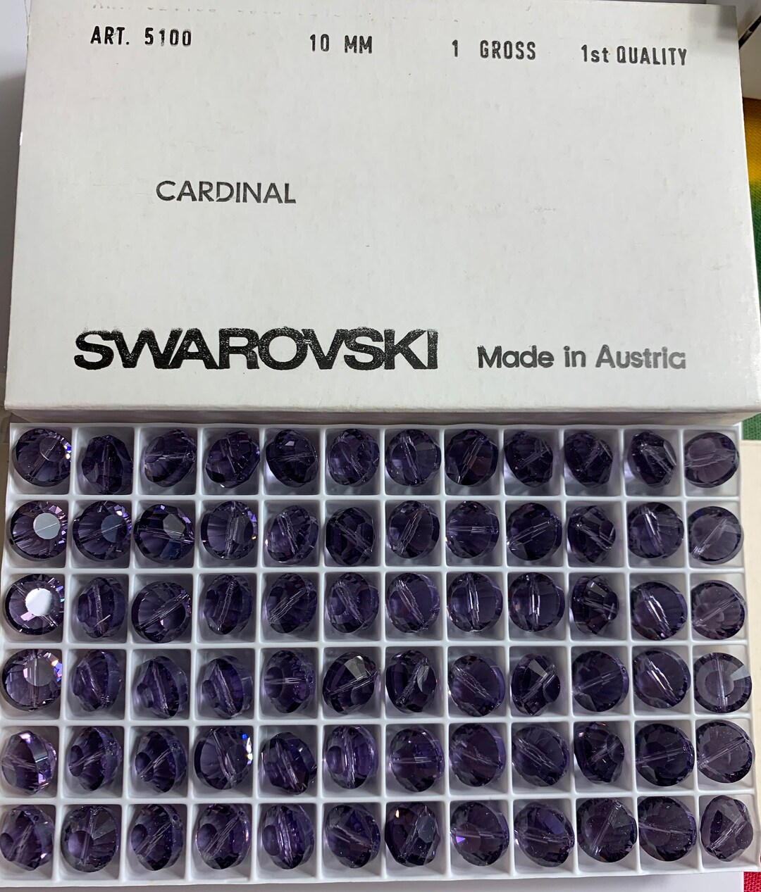 Cardinal 10mm Lentil Tablet Beads; 144pc ; Vintage! Art 5100, Purple ...