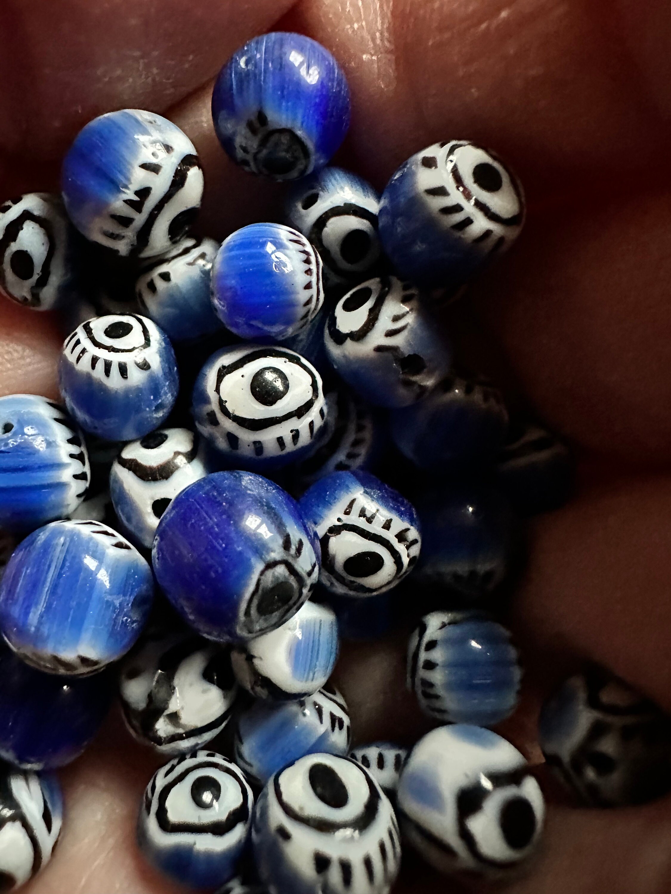 7mm & 8mm, Royal Blue Vintage, Evil Eye Beads, Evil Eye Beads, Qty 10 ...