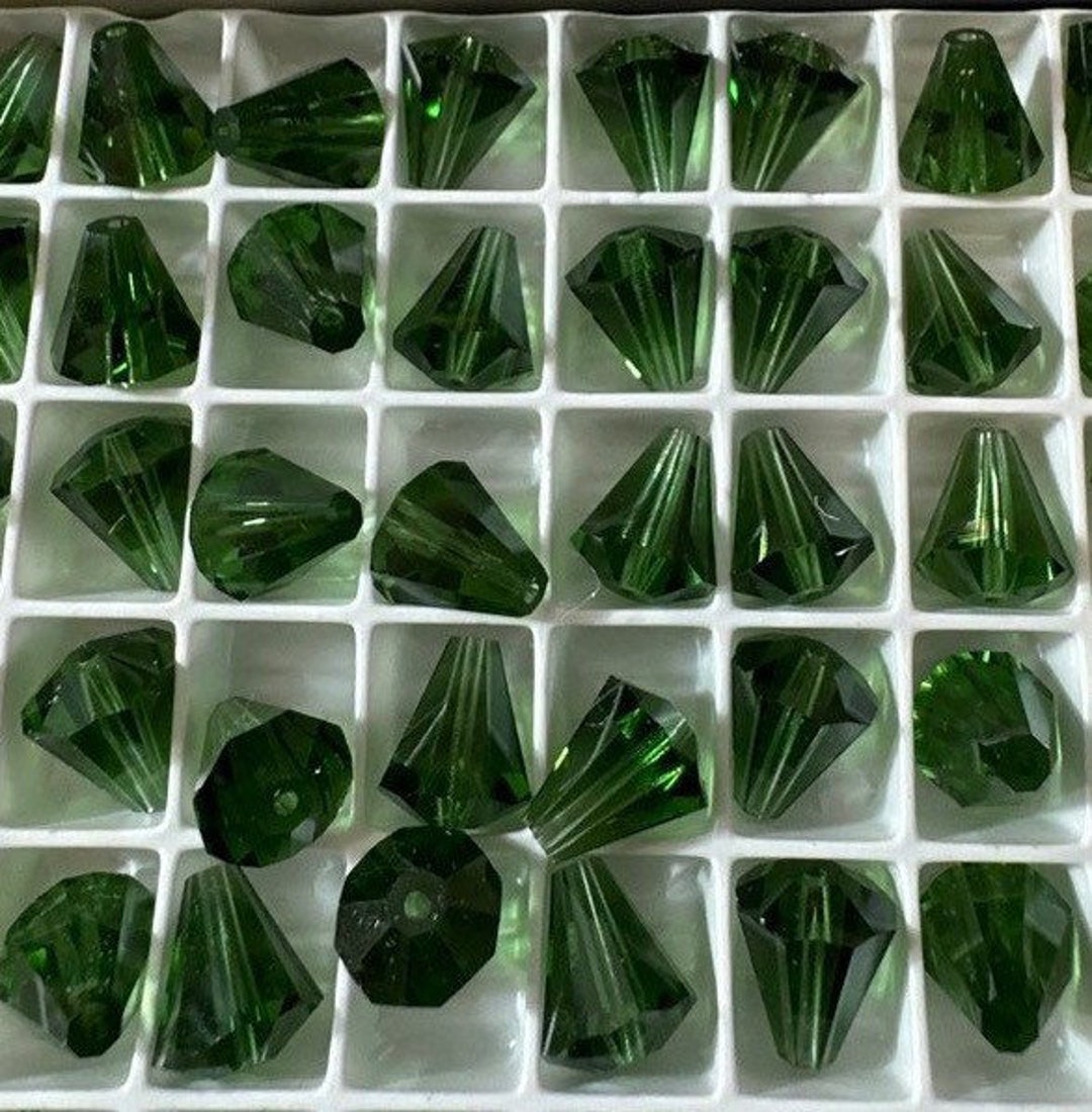 5400 9x8mm Green Turmaline AB cone Beads 36pcs Vintage - Etsy
