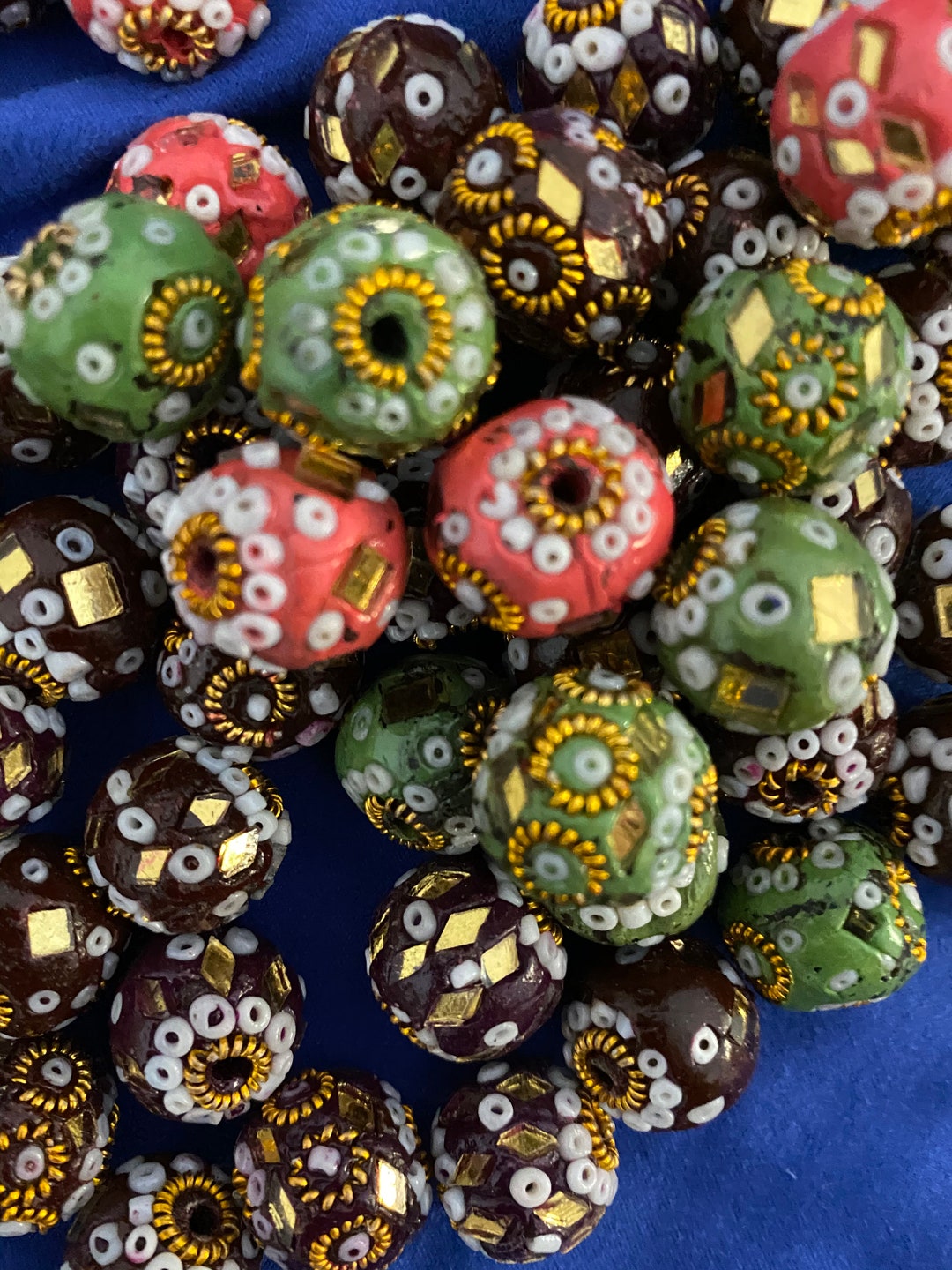 50 Beads, Vintage, Handmade Indian Beads From India, Approximately 15 ...
