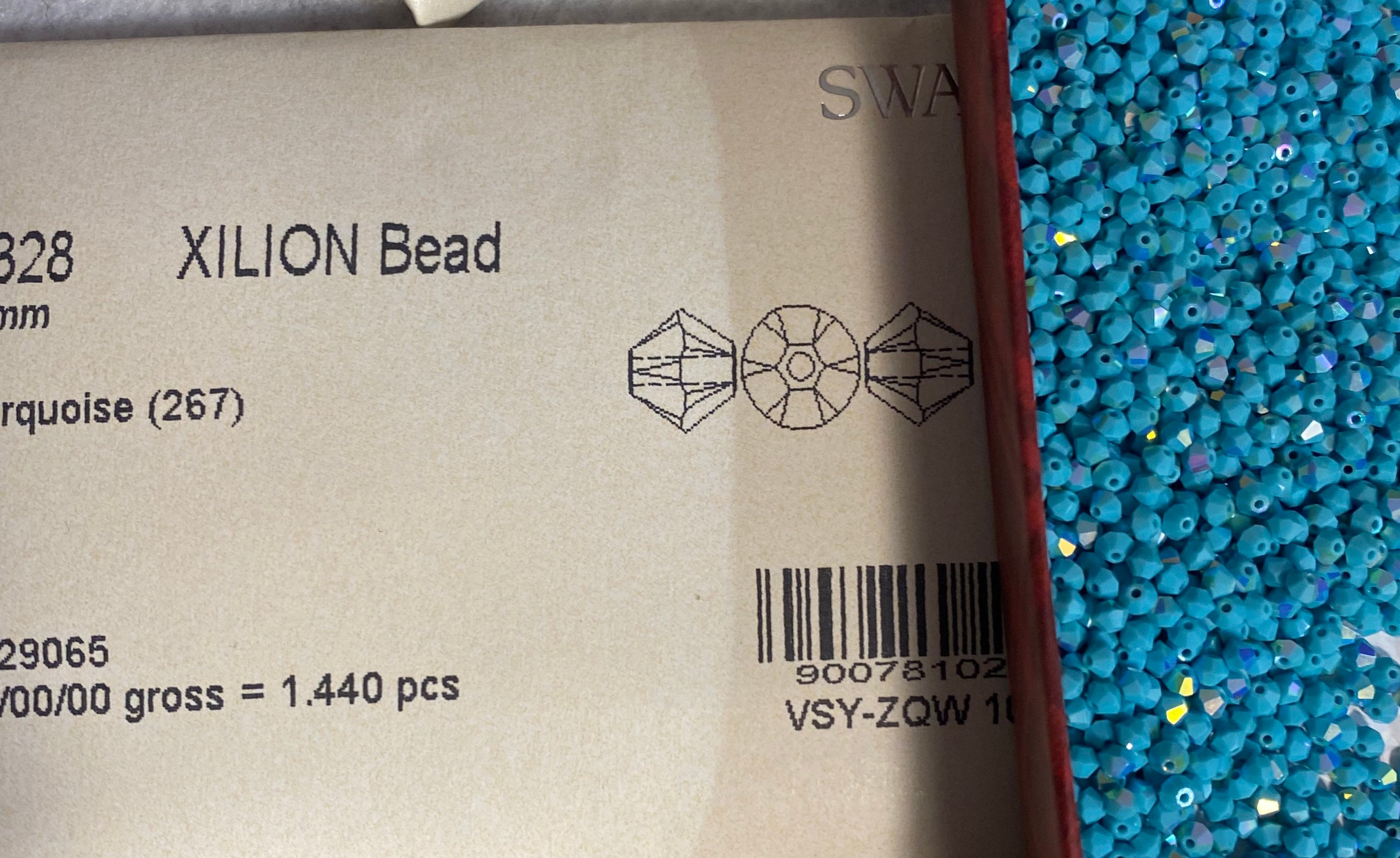 Swarovski Factory Pack 3mm Bicone Beads 5301 & 5328, Jet, Jet Nut 2X, Cobalt AB, Turquoise ...