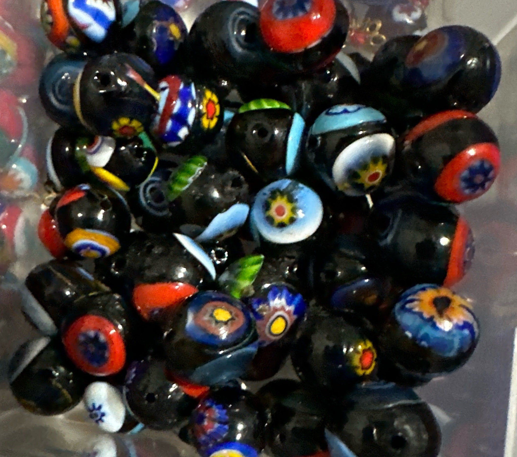 1 Bead, 10mm/11mm Vintage Fine Italian Millefiori Pearl Beads by Ercole ...