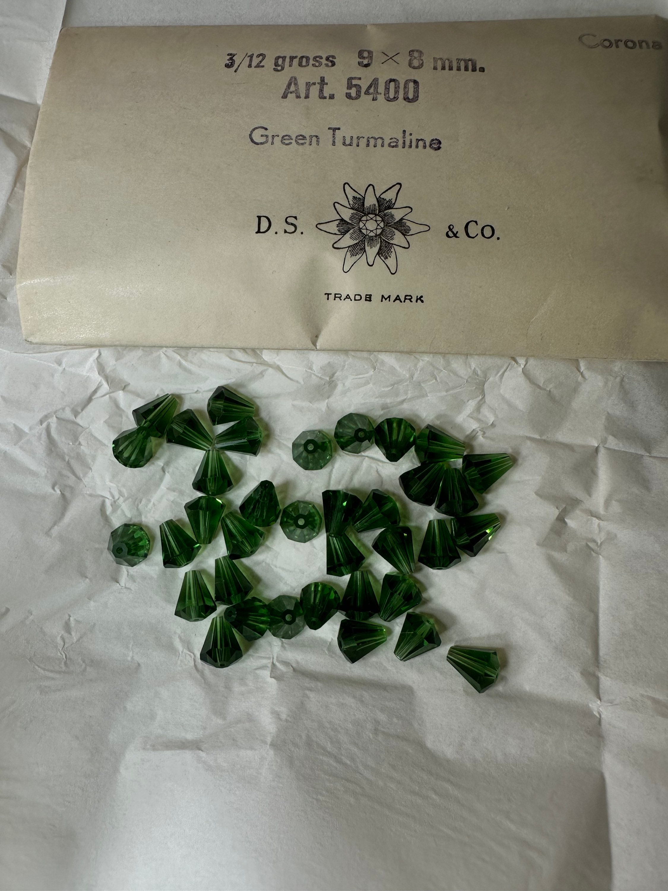 5400 9x8mm Green Turmaline AB cone Beads 36pcs Vintage - Etsy