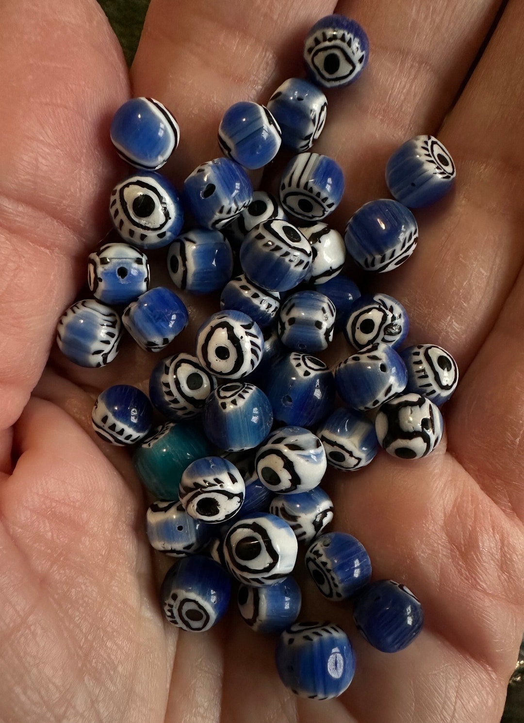 10mm, Royal Blue Vintage, Evil Eye Beads, Evil Eye Beads, Qty 10 Beads ...