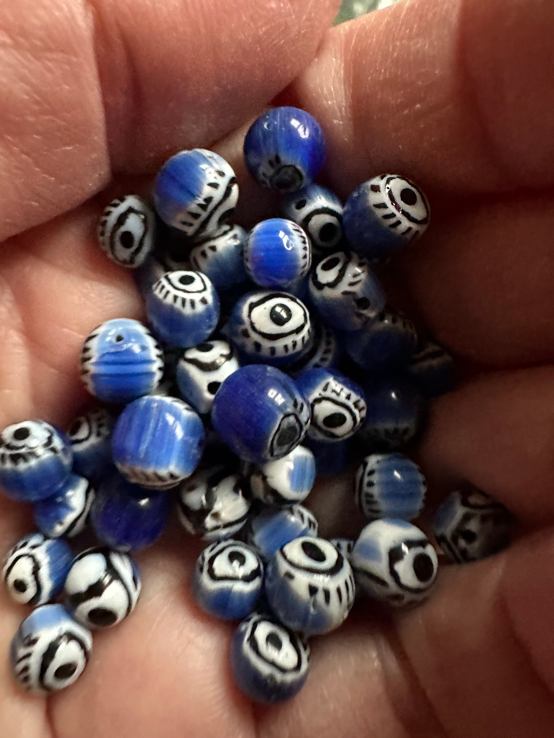 7mm & 8mm, Royal Blue Vintage, Evil Eye Beads, Evil Eye Beads, Qty 10 ...