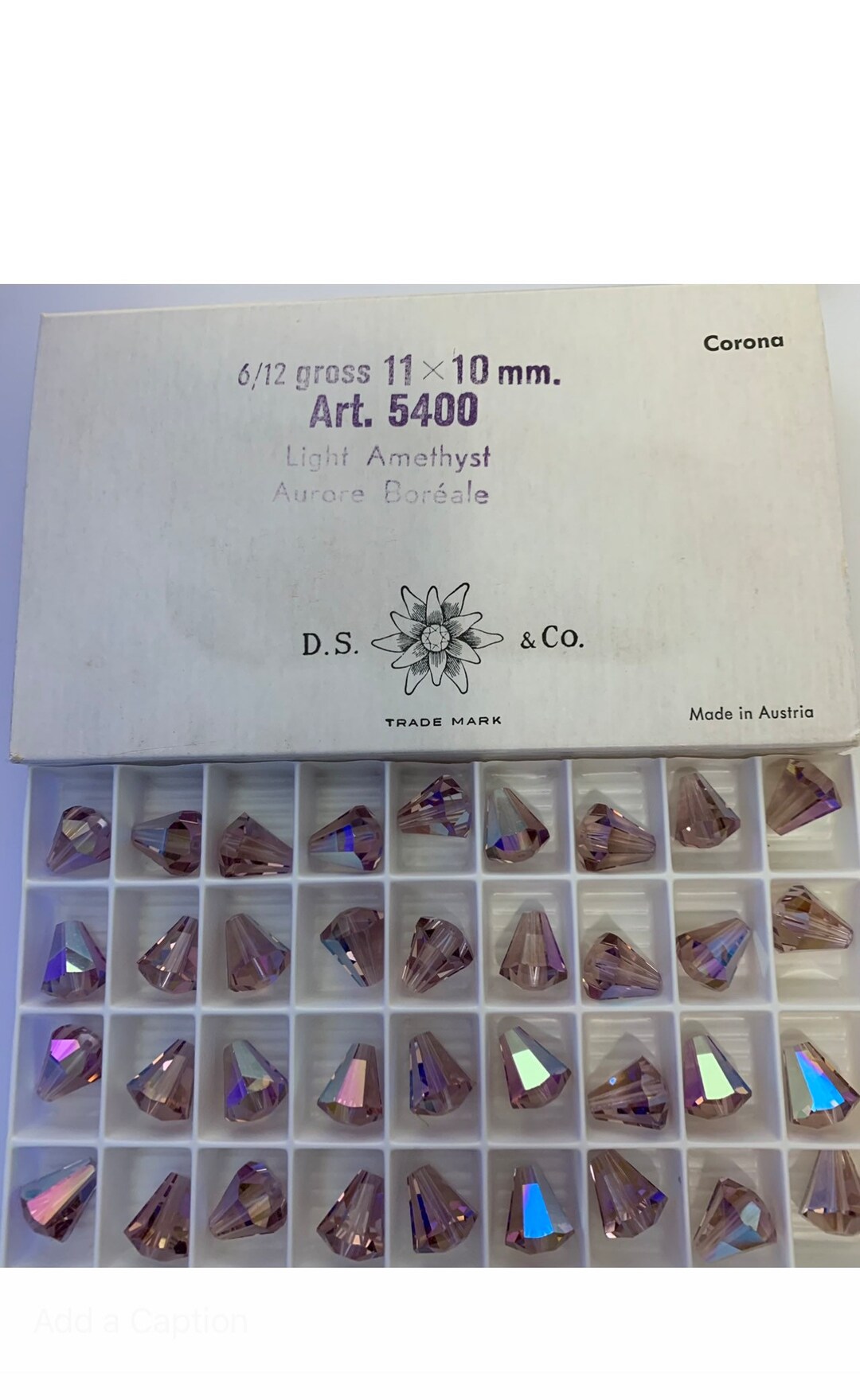 12 Beads, Light Amethyst AB 11x10mm Faceted Cone 5400 Beads; Vintage ...