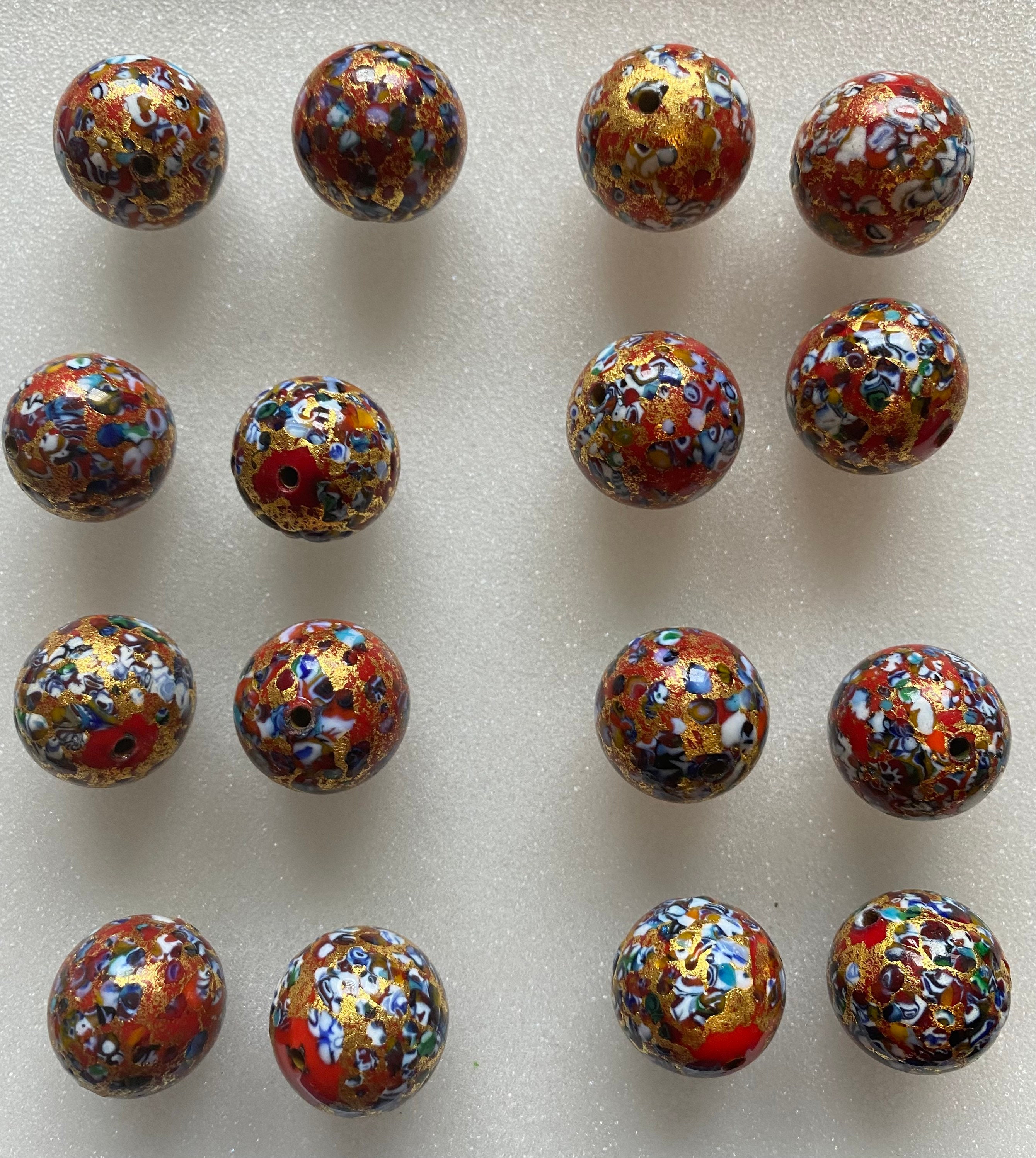 Pkg 1, Italian Red and Gold Modern Round Millefiori Beads 20mm. - Etsy
