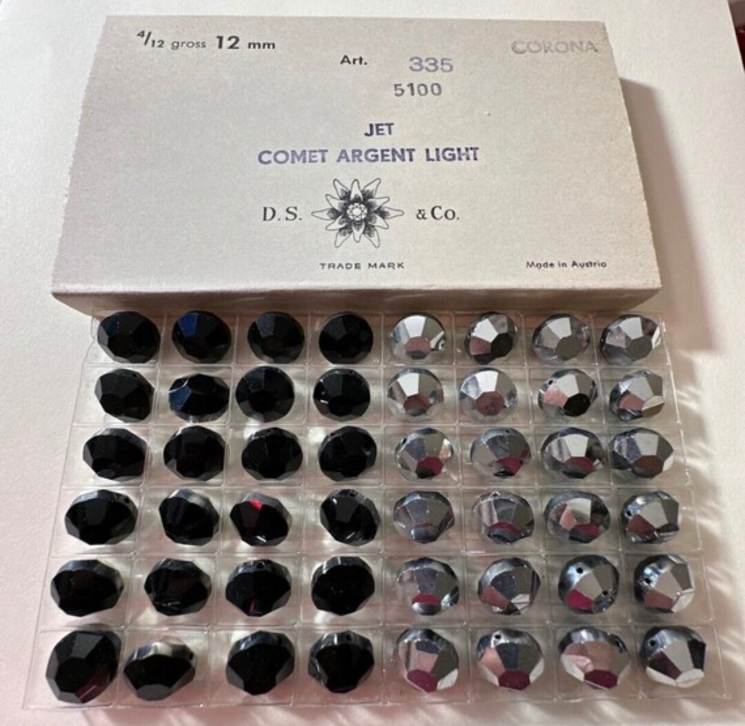Jet Comet Argent Light, CAL ,12mm, Lentil ,5100 , Beads Vintage Aka ...