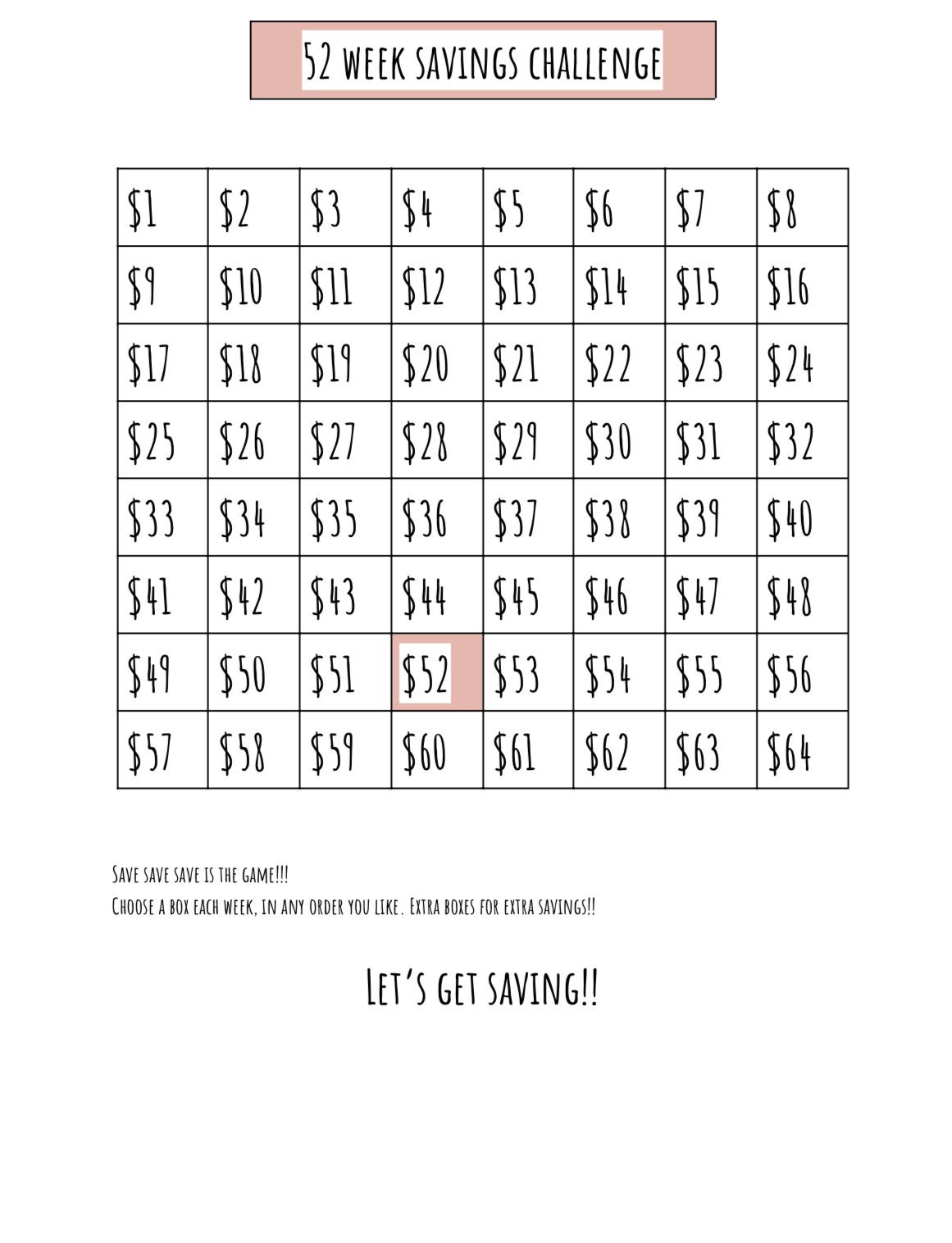 Printable Weekly Cash Stuffing Worksheet and Savings Challenges - Etsy