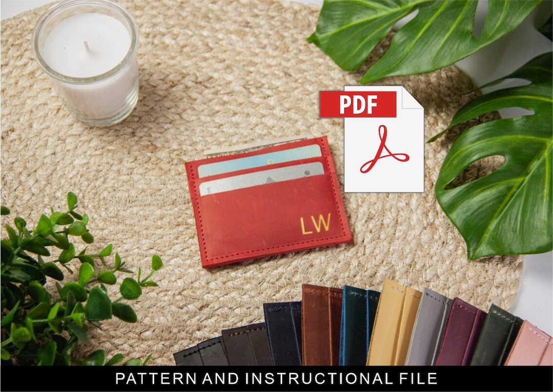 Leather Card Holder Pdf,leather Card Holder Pattern,leather Template ...