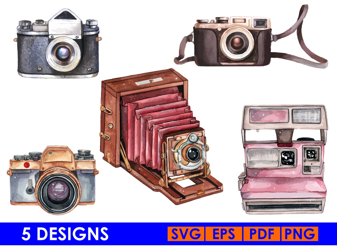 Camera Svg Filesphotocamera Svgcamera Watercolor - Etsy