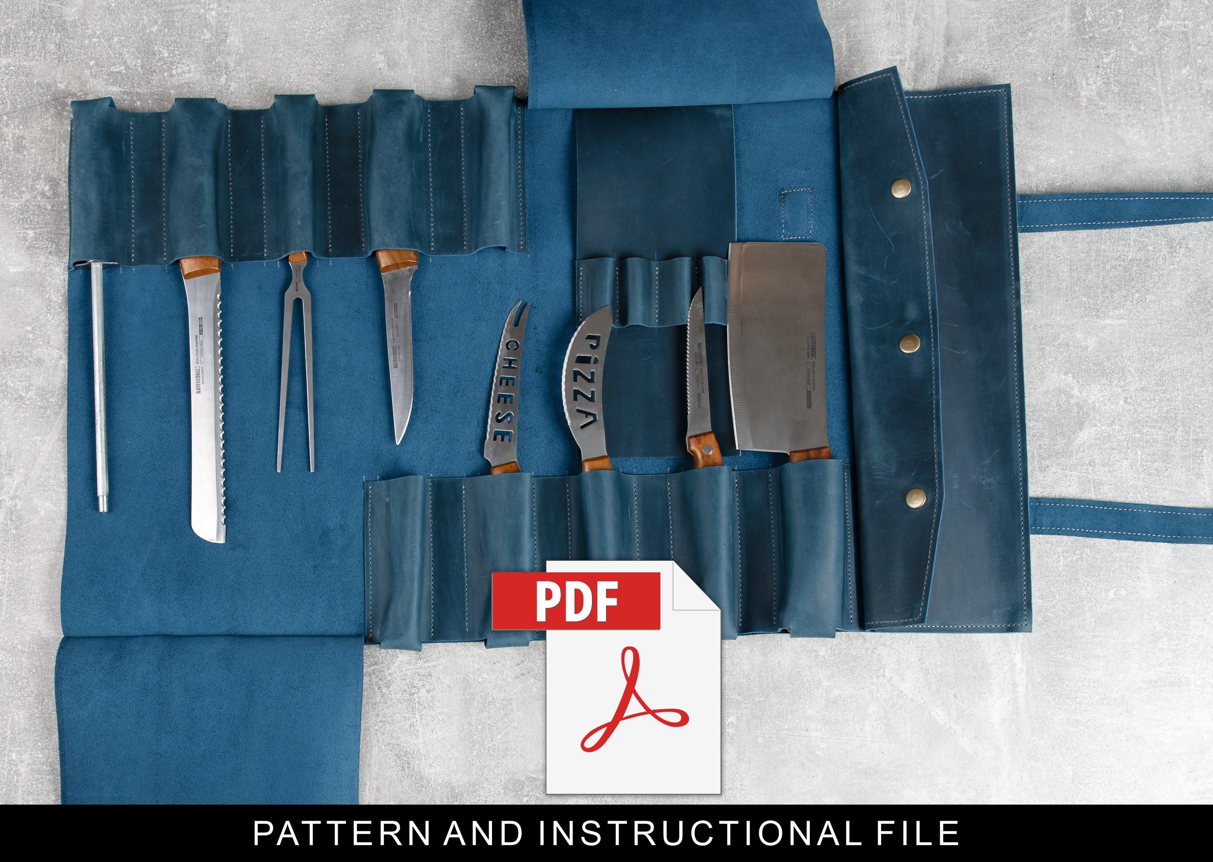 Leather Knife Roll Pdfknife Bag Patternchef Knife Roll - Etsy