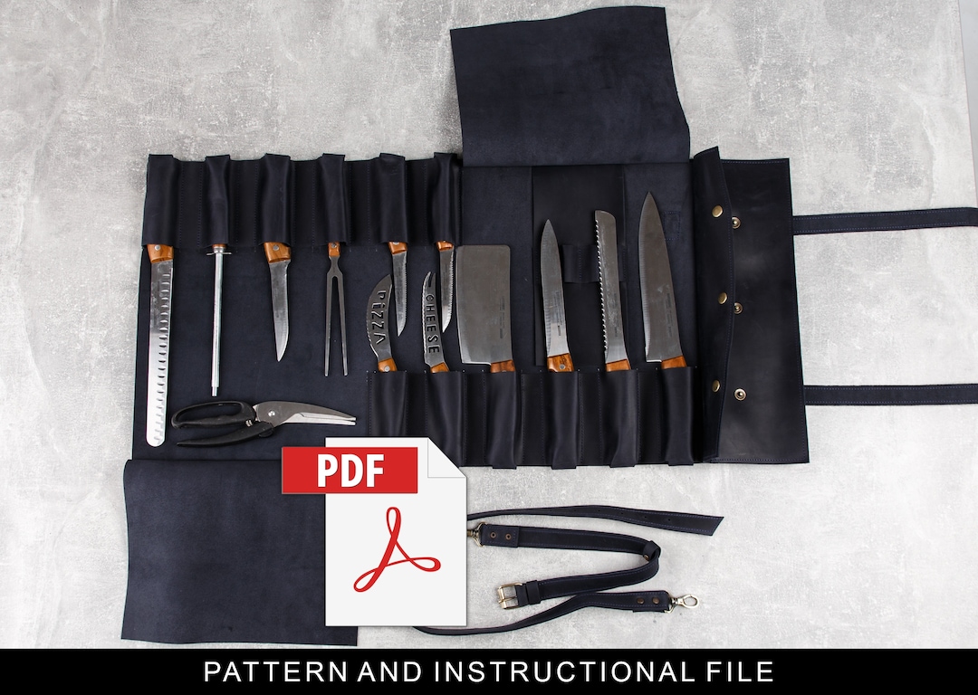 Knife Roll Pattern, Leather Knive Roll Pattern, Chef Roll Pattern ...