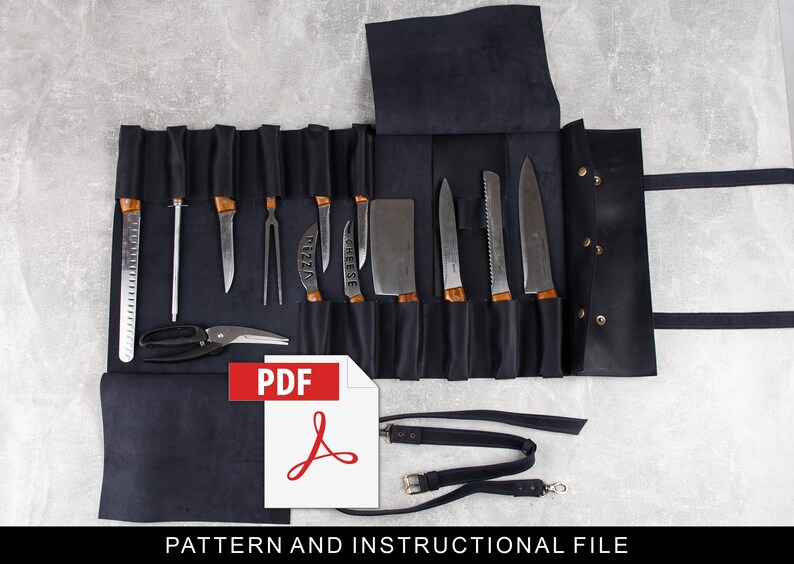 Leather Knife Roll Pdf,knife Bag Pattern,chef Knife Roll Pdf,knife Case ...