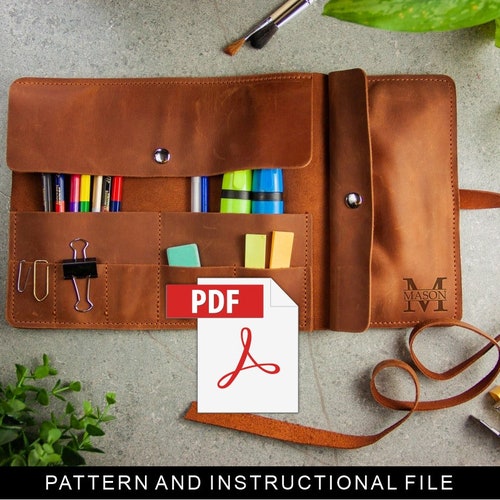 Leather Pen Pencil Case PDF PATTERN Leather Crossbody Tote - Etsy