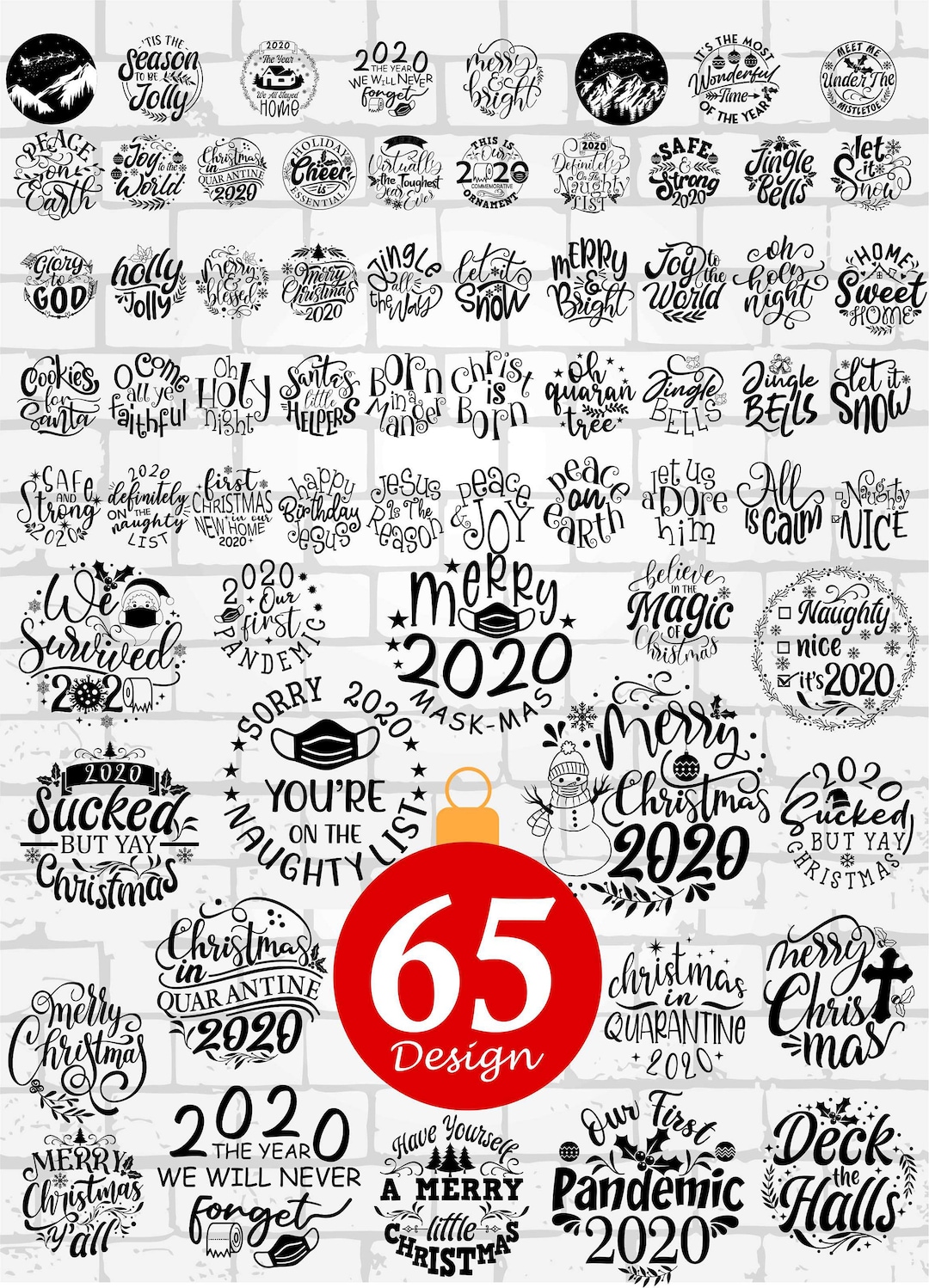 2020 Christmas Ornament Svg Bundle Hand Lettered Christmas - Etsy