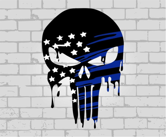 Thin Blue Line Svg Police Svg Skull Svg Back the Blue Svg | Etsy