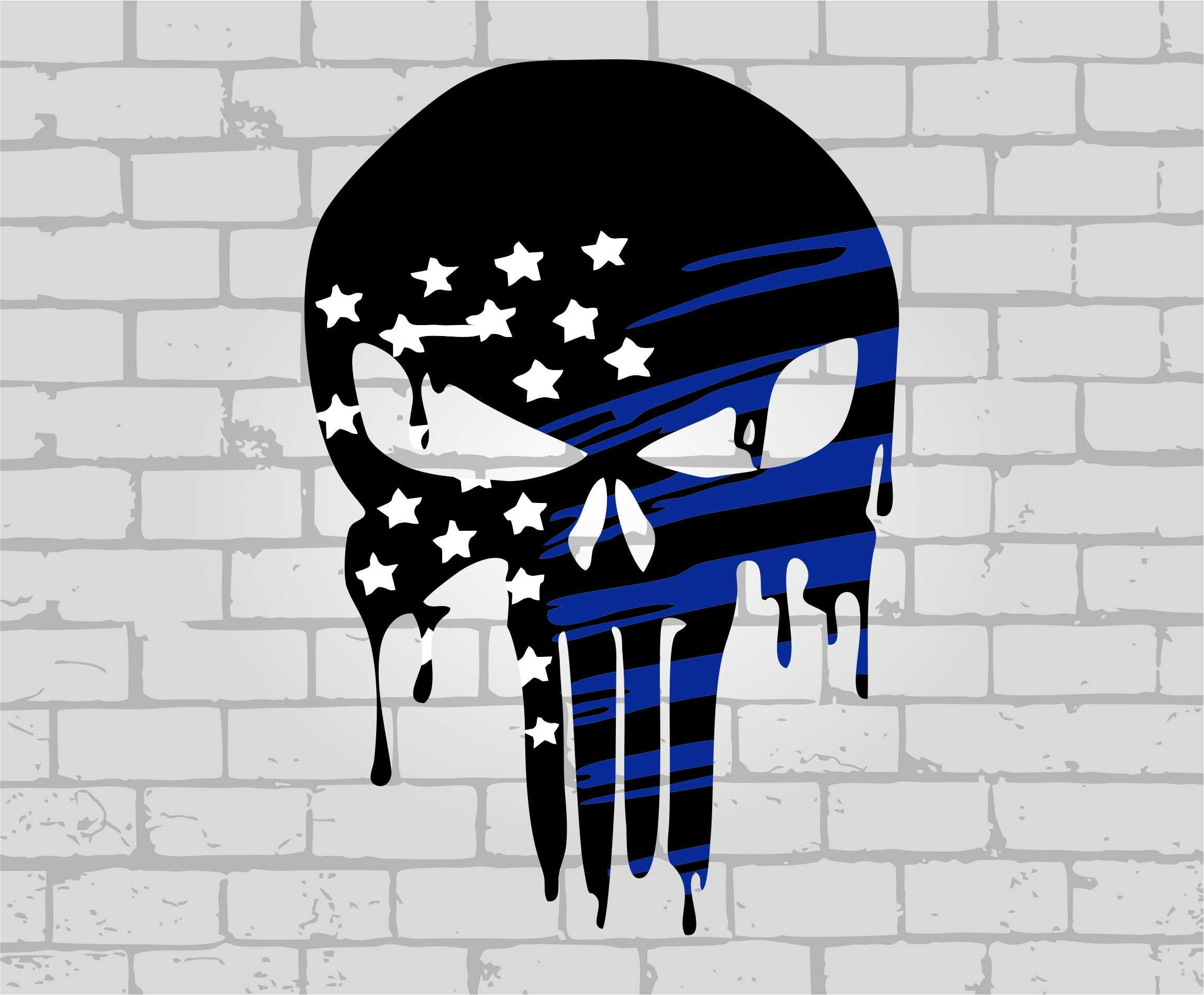 Thin Blue Line Svg Police Svg Skull Svg Back the Blue Svg | Etsy