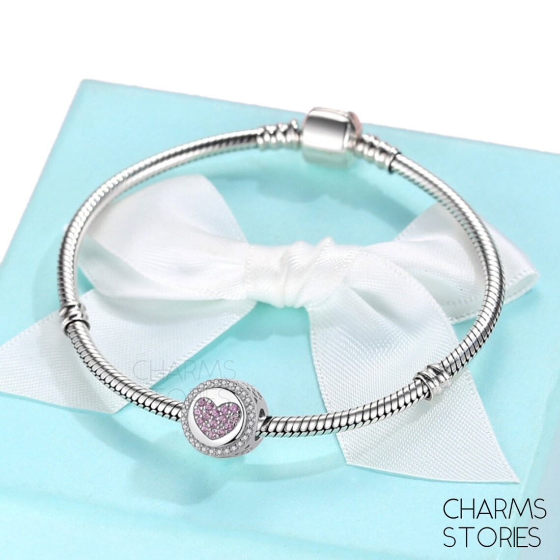 Personalized Crystal Heart Photo Charm Fit Pandora Bracelet | Etsy