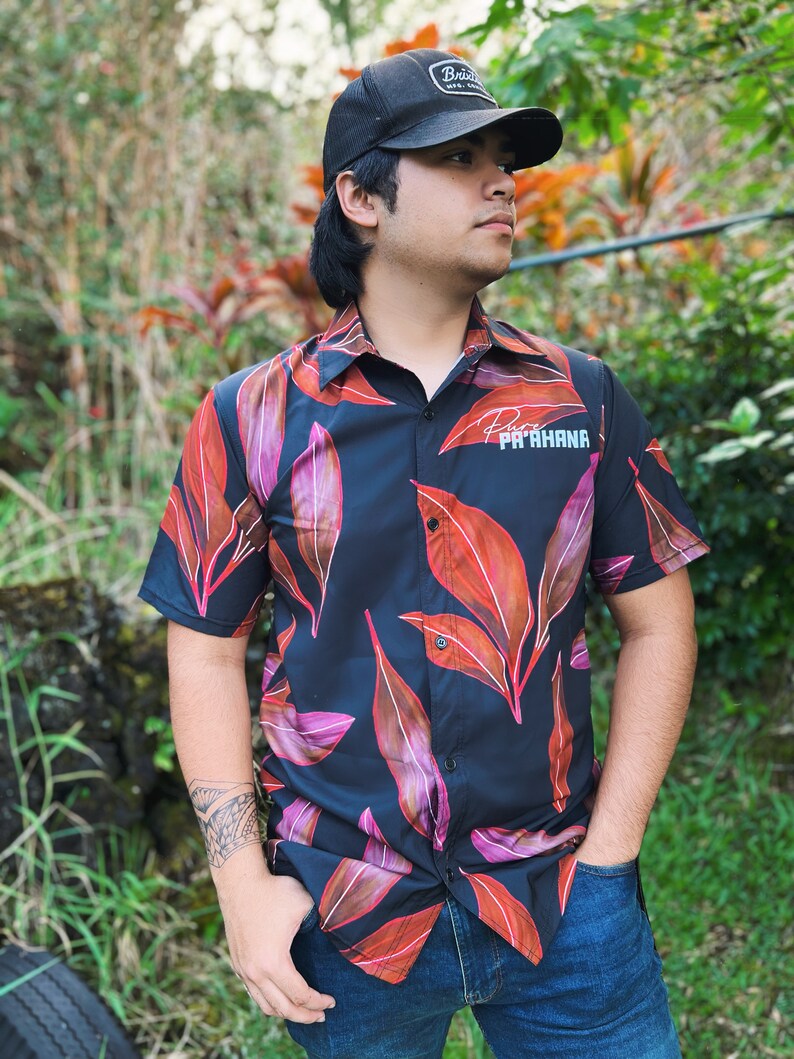 Red Ti Leaf Aloha Shirt - Etsy