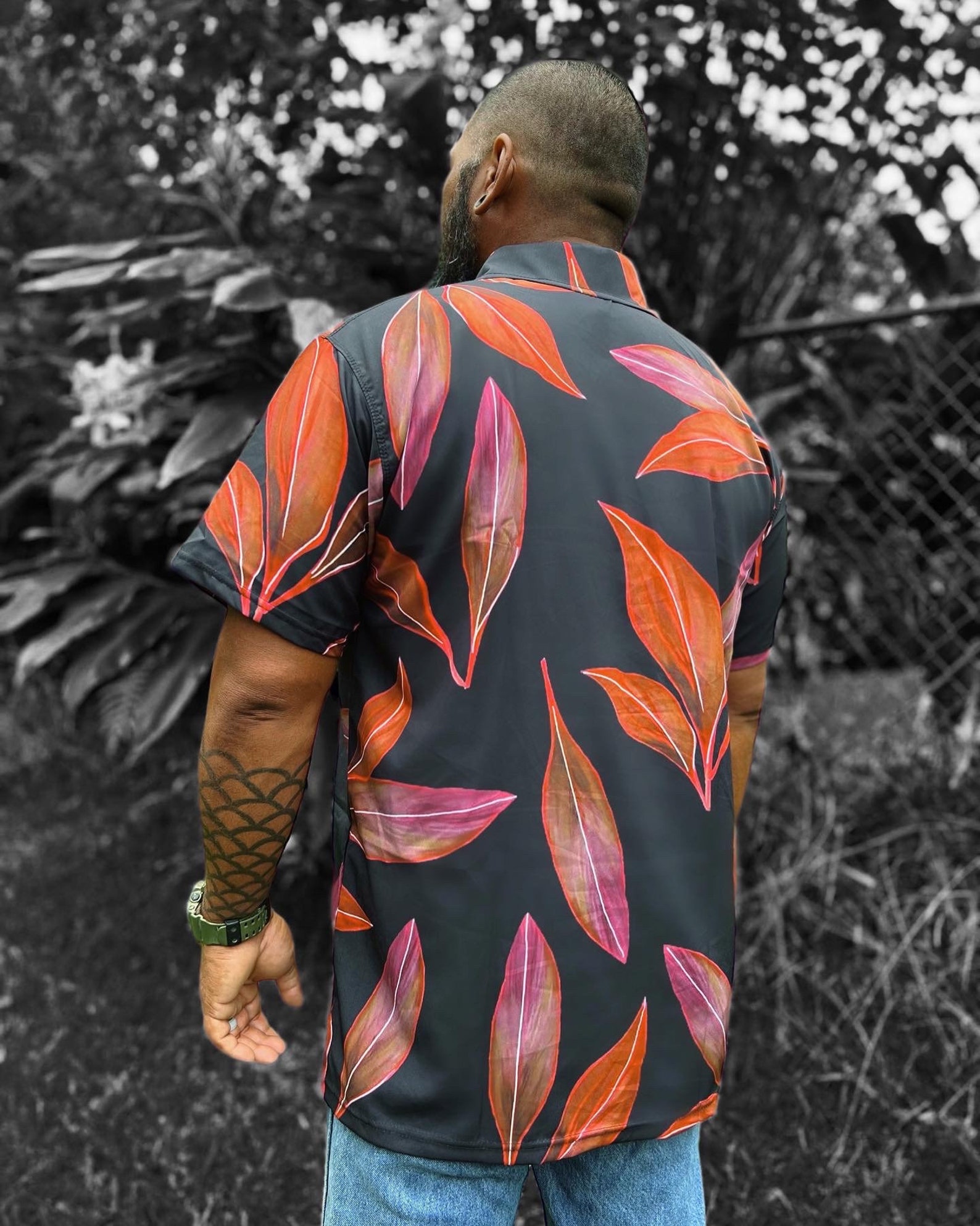 Red Ti Leaf Aloha Shirt - Etsy