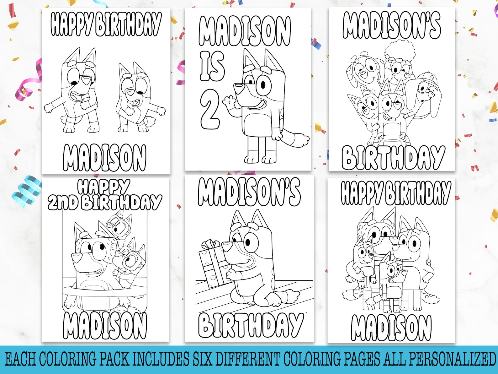 Bluey Coloring Packs, Blue Party Favors, Bluey Coloring Pages, Bluey ...