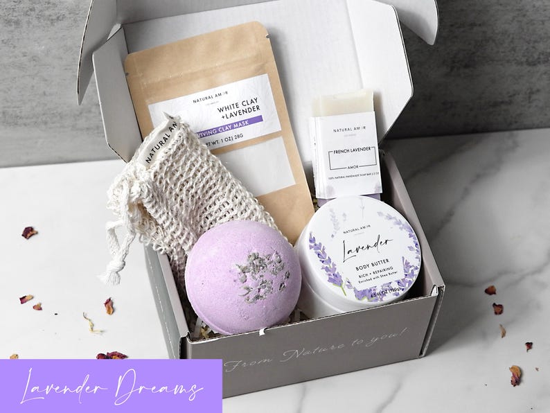 Lavender Spa Bath Gift Box| Self Care Gift| Handmade Gift| Gift for Mom ...