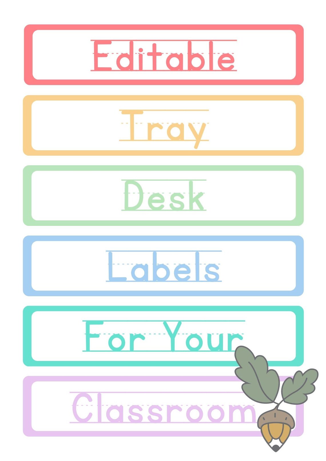 Editable Classroom Tray Labels Rainbow Pastel Colors Instant Canva Link ...