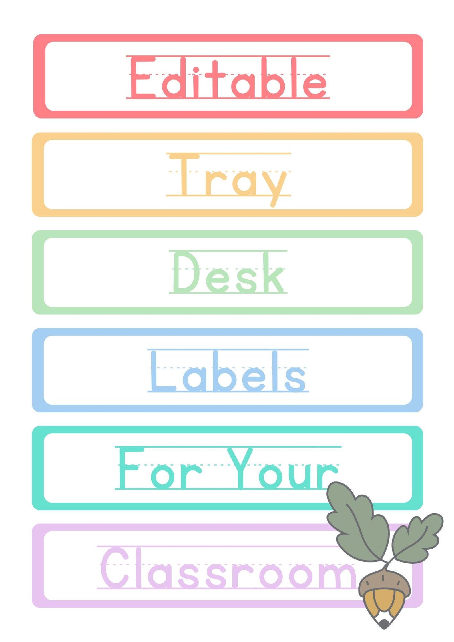 Editable Classroom Tray Labels Rainbow Pastel Colors Instant Canva Link ...