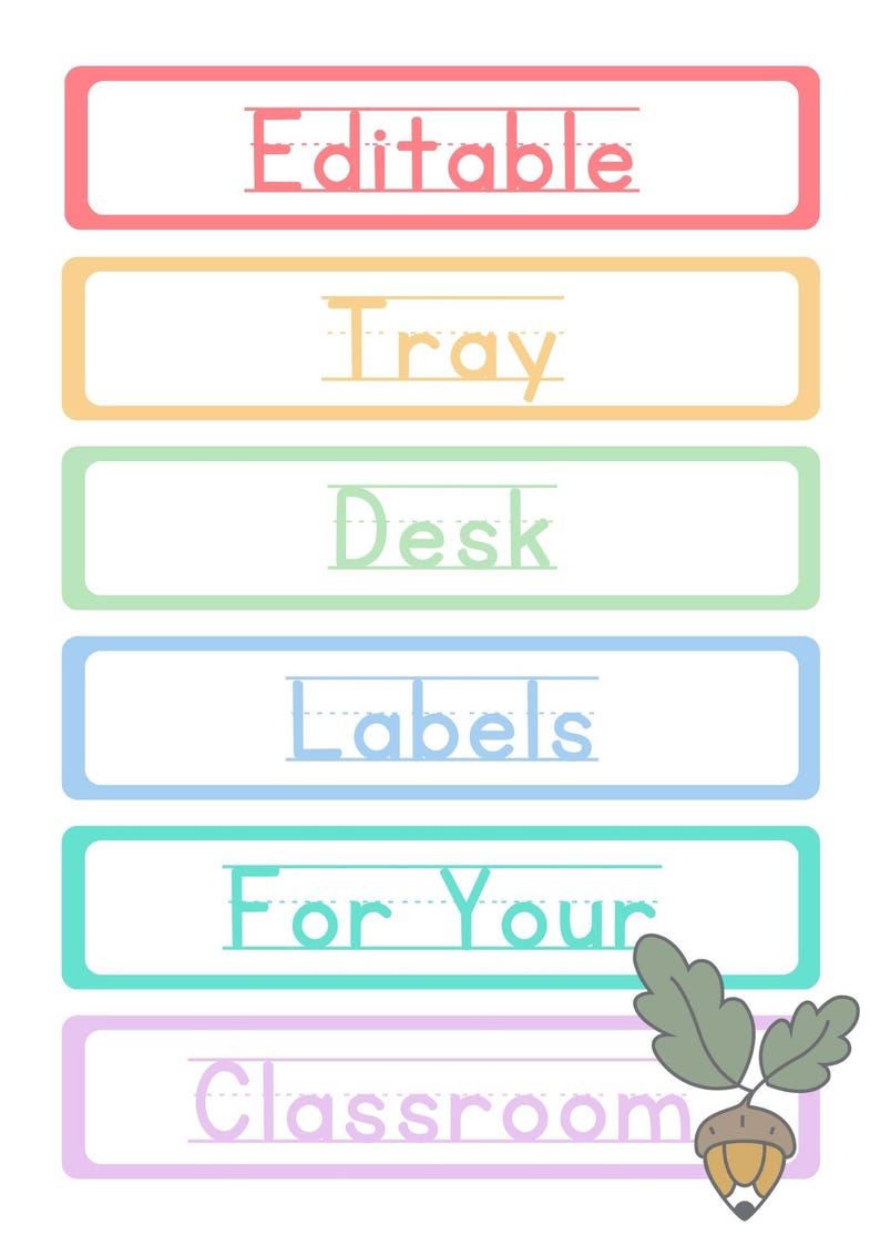 Editable Classroom Tray Labels Rainbow Pastel Colors Instant Canva Link ...