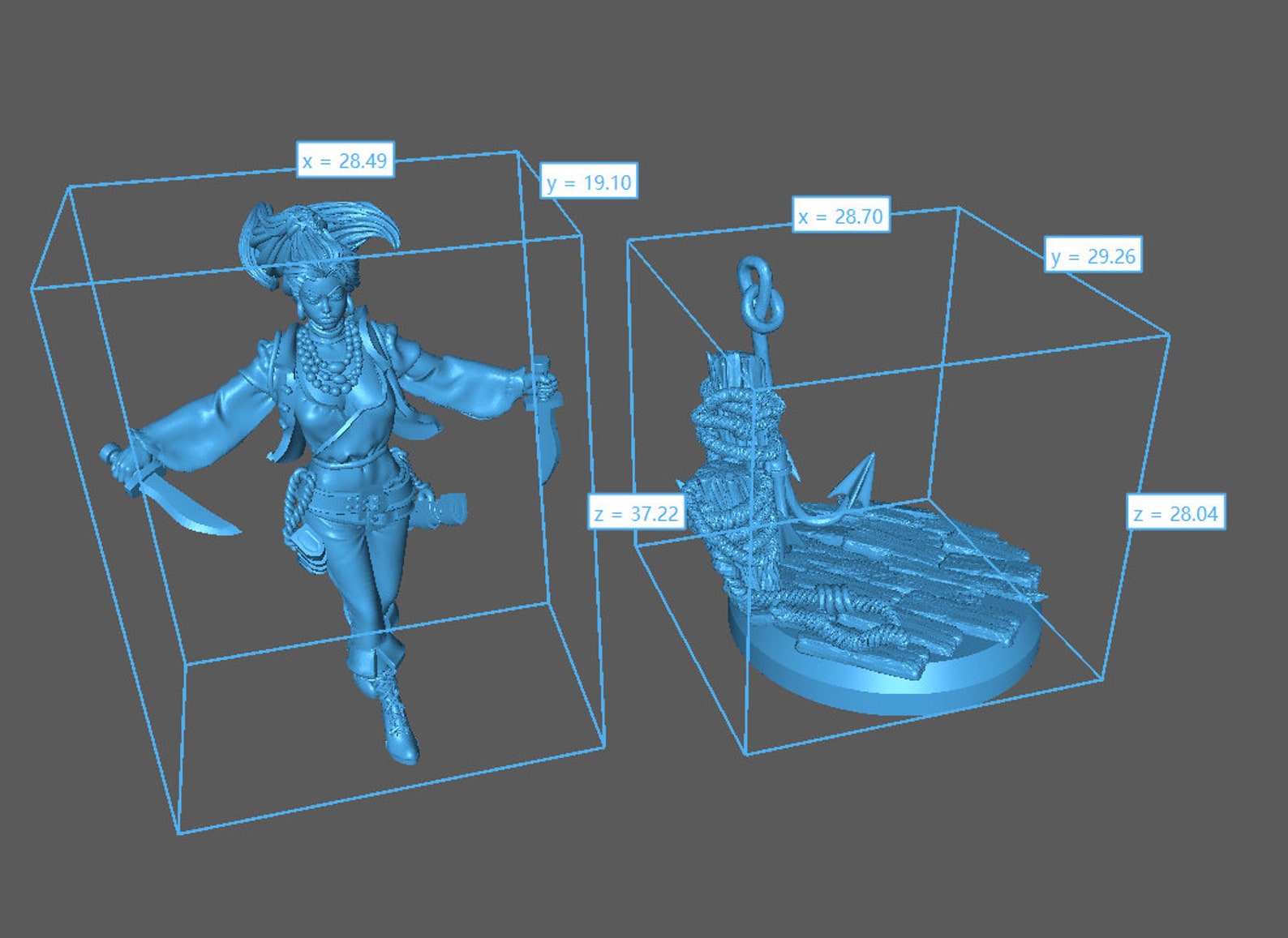 Female Pirate Gunner Dnd Miniature L 3D Printed Model L - Etsy