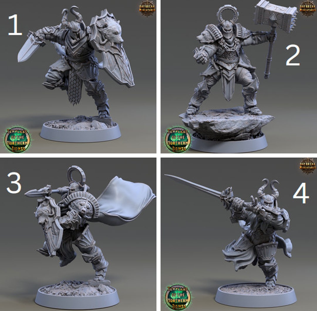 Templar Fighters 3 - Dnd Miniature L 3D Printed Model L Warriors L ...