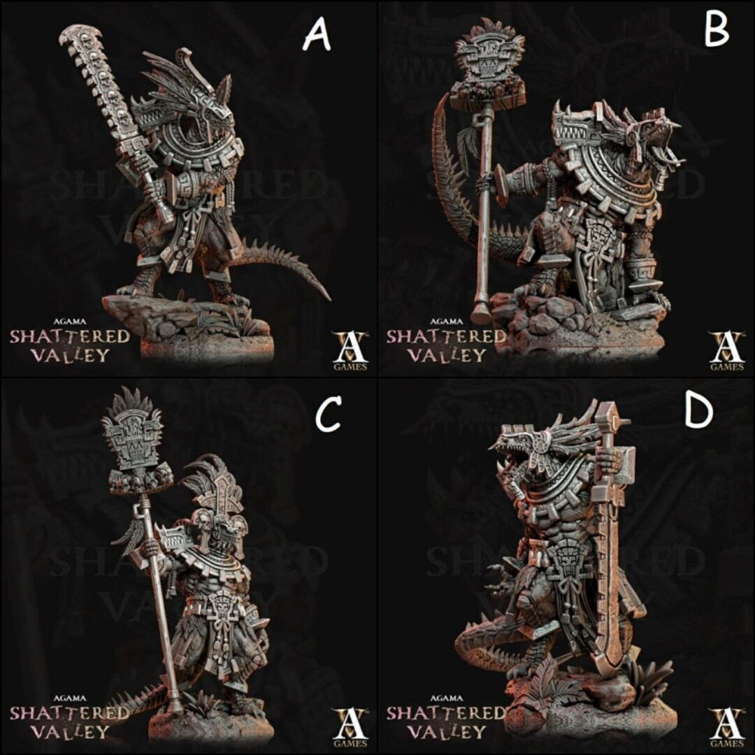 Lizardmen Fighter Agama Azticals 3D Printed Model L Archvillain Games L ...