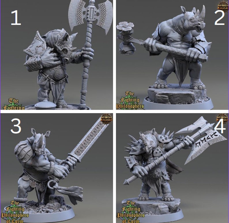 Rhino Folk 1 Dnd Miniature L 3D Printed Model L Animal L - Etsy
