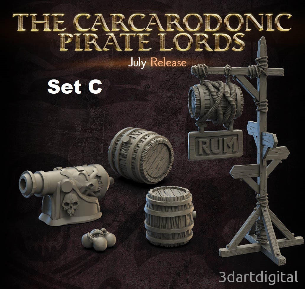 Barrels Cannon and Wrecks Dnd Miniature L 3D Printed Model L - Etsy