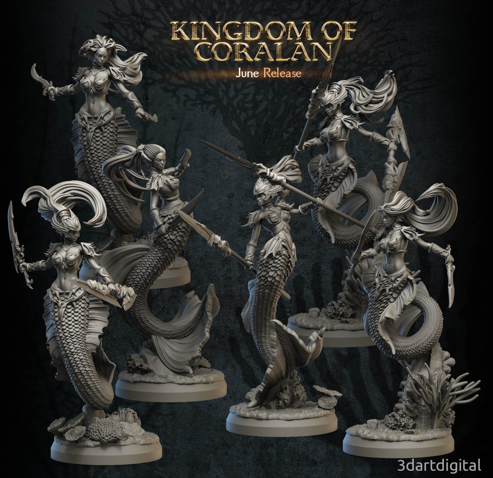 Female Merfolk Warriors Dnd Miniature L 3D Printed Model L - Etsy