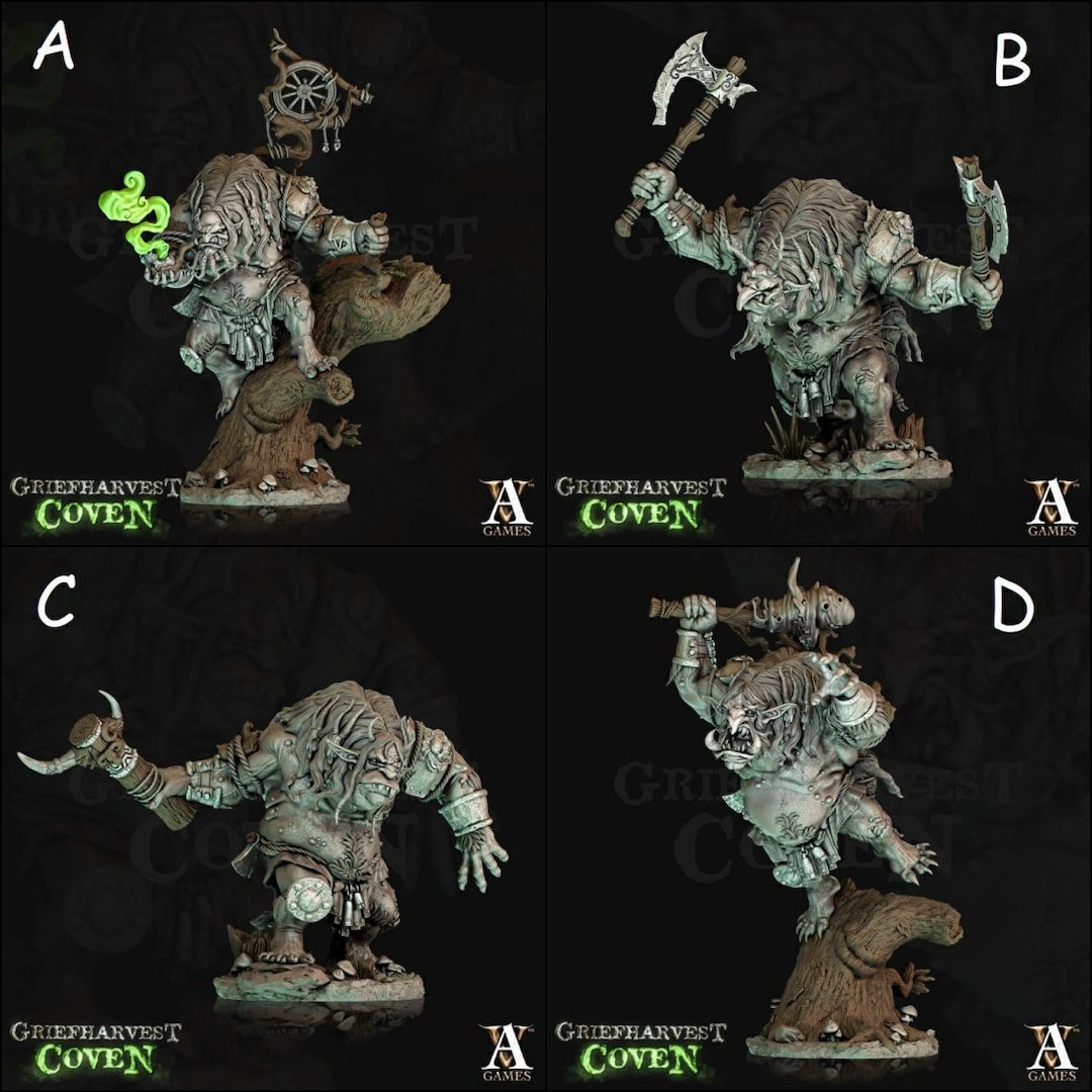 Bog Trolls 3D Printed Model L Archvillain Games L Griefharvest Coven L ...