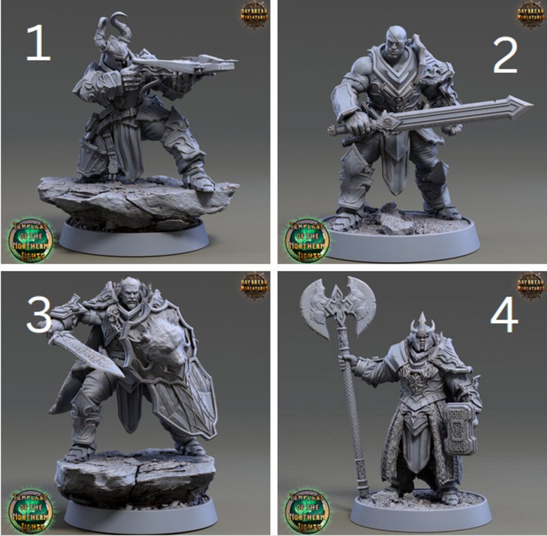 Templar Fighters 2 Dnd Miniature L 3D Printed Model L Warriors L ...