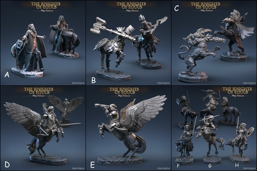 The Knight of Equus - Dnd Miniature L 3D Printed Model L Pathfinder L ...