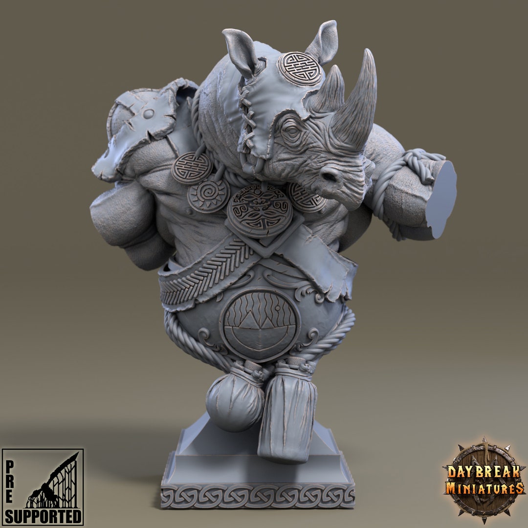 Rhino Folk Bust Dnd Miniature L 3D Printed Model L Monster L Beast ...