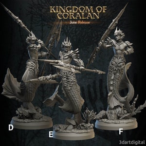 Male Merfolk Warriors - Dnd Miniature L 3D Printed Model L Merman L ...